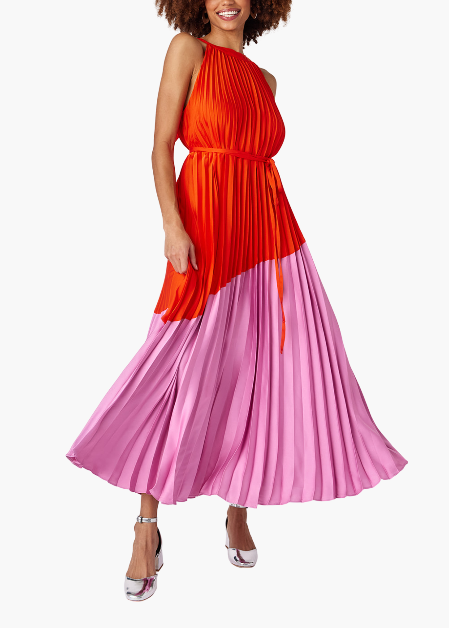 June Dress in Tropical Colorblock – Poppy and Pink